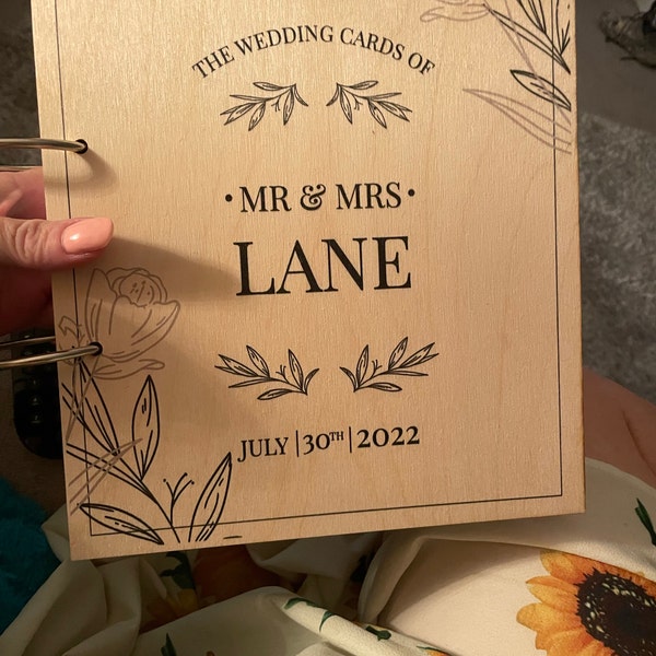 Floral Wedding Card Book Wedding Card Keepsake Personalised Wedding ...