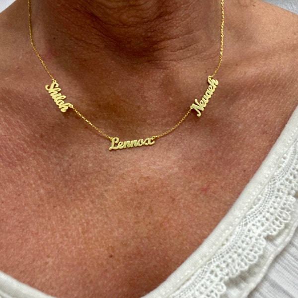 Three Name Necklace , Gold Name Necklace ,3 Names Necklace , Name ...
