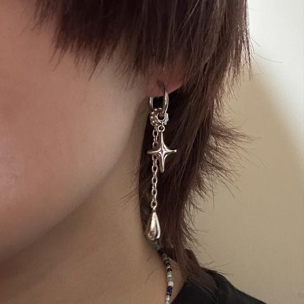 Star Hoops | Grunge Earrings Jewelry Hypoallergenic Y2k Alt Goth Edgy ...