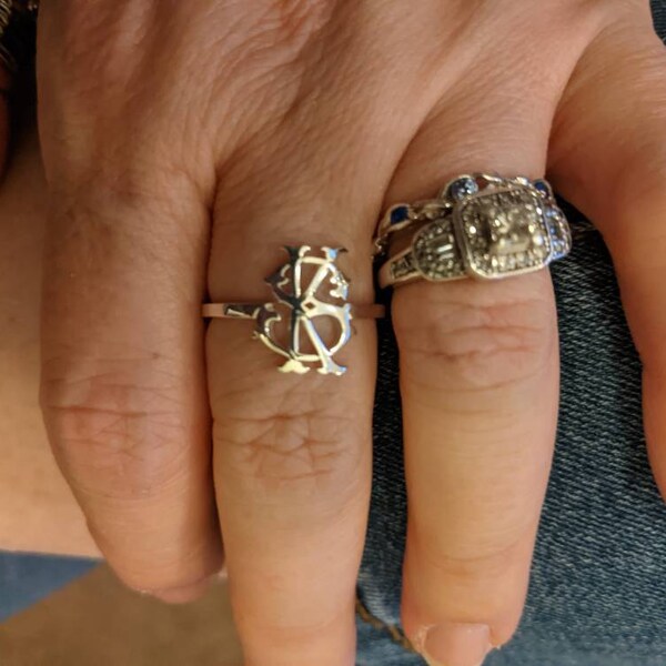 Personalized Monogram Ring - Double Initials Ring - Custom Monogram Ring - Initials Ring - Two ...