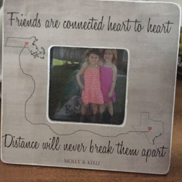Long Distance Best Friend Gift Friends Frame States Picture Frame Best ...