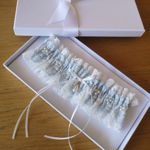 Personalized Garter Light Ivory Blue Lace Wedding Bridal Bridesmaids ...