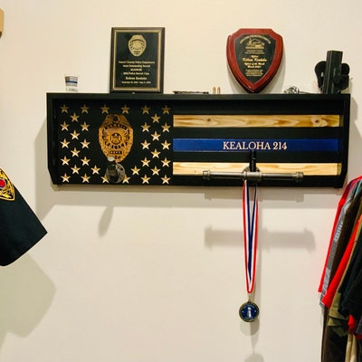 Police Gear Rack Thin Blue Line Gift Anniversary Gift Birthday Gift ...