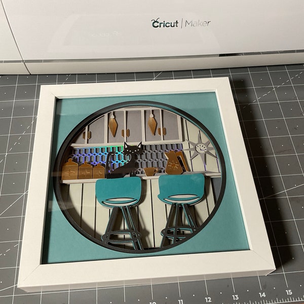 Boho Cat Kitchen Shadow Box Svg, Mid Century Modern Shadow Box Svg ...