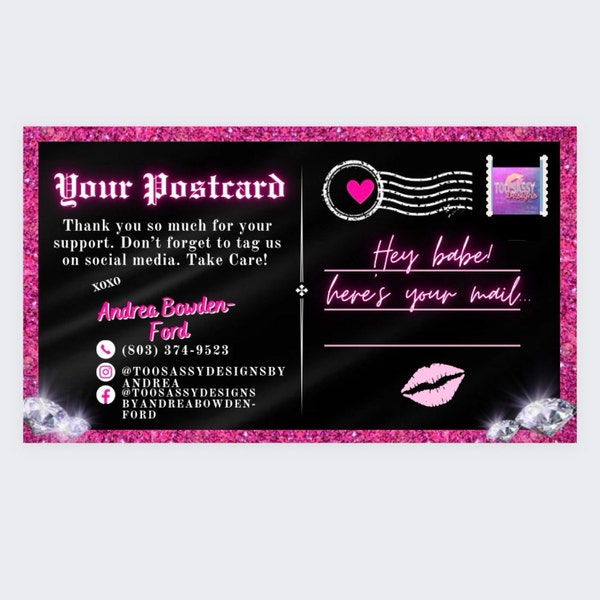 Thank You Post Card, DIY Canva Business Card Template Design, Marketing ...