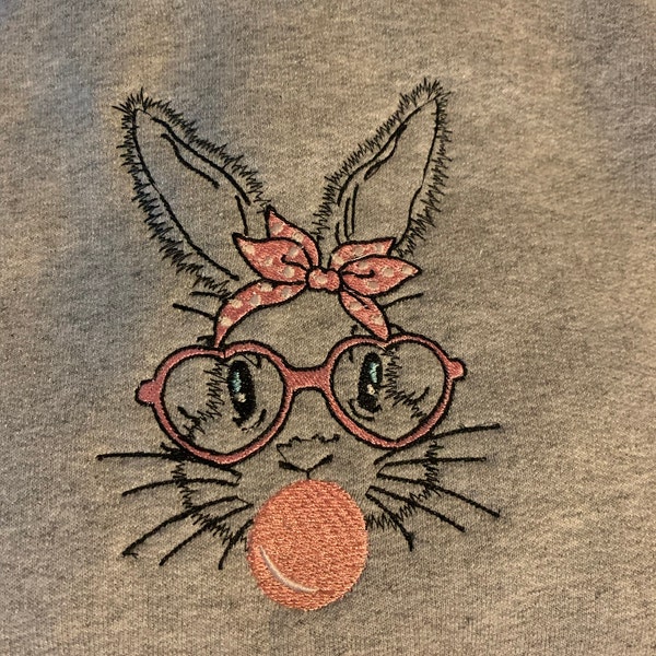Bunny Face Embroidery Design, Rabbit Embroidery Design, Easter ...
