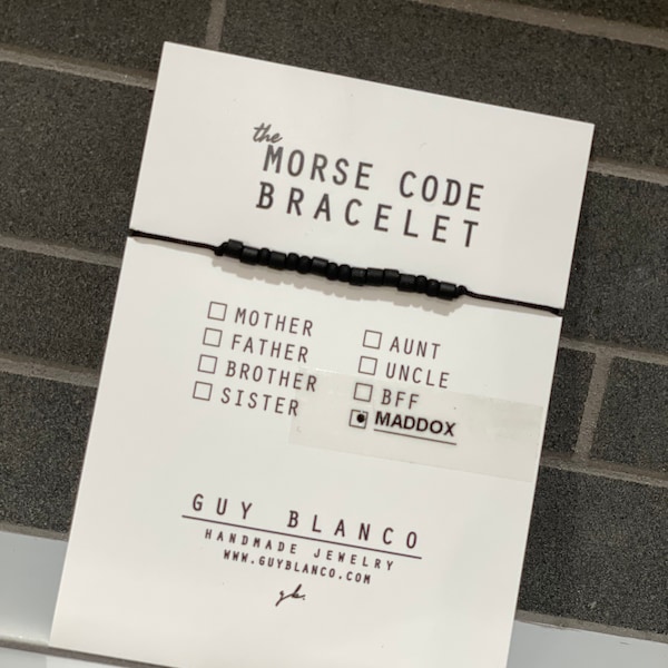 CUSTOM // Matte Black Beaded Morse Code Bracelet - Custom Morse Code ...