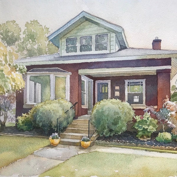 Watercolor House Painting Hand Painted Home Painting From Photo Custom ...