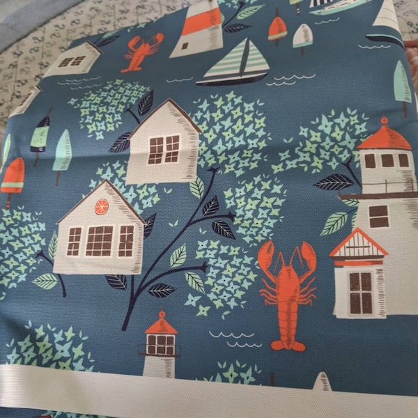 Nantucket Blue Beach Houses Nautical Fabric - Nantucket Summer by ...