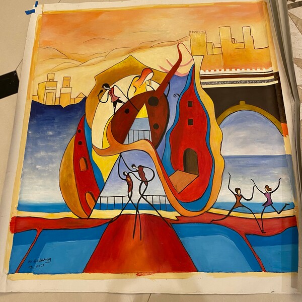 Music Abstract Art Painting, Original Art, Violin Art Singing ...