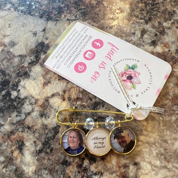Groom Memory Pin, Boutonniere Charm, Bridal Bouquet Charm, Custom Photo ...