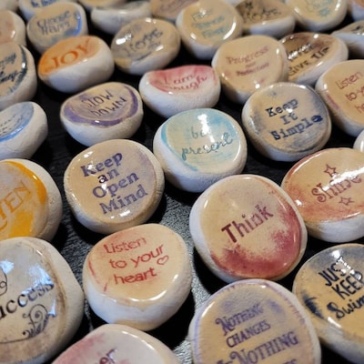 CUSTOM WORRY STONES Your Logo Personalized Words & Dates. - Etsy