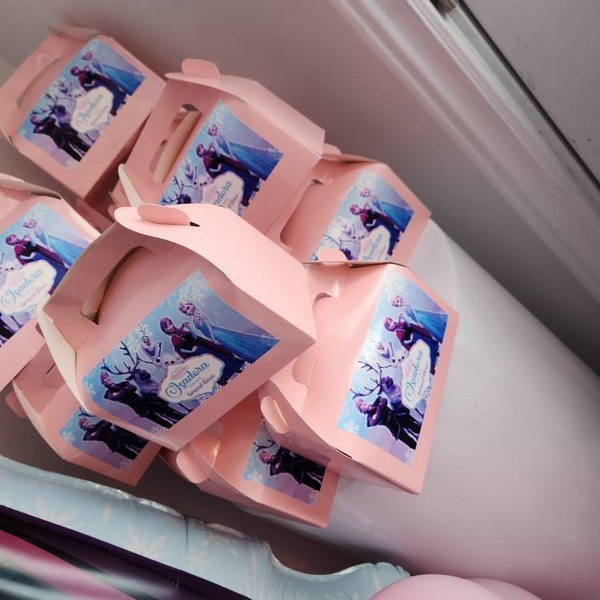 Frozen Gable Box Label, Frozen Treat Box Label, Frozen Treat Box Party ...
