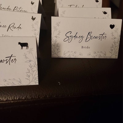 Place Cards PRINTED With Names and Meal Icons Rustic Wedding Seating ...