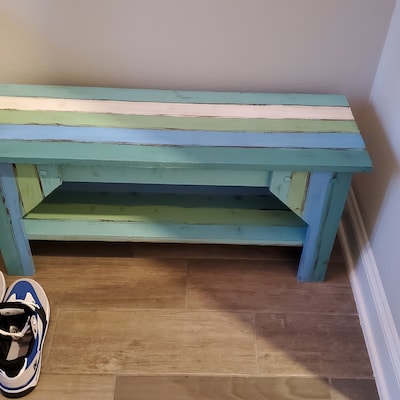 Beach House Style Indoor Coastal Bench Farmhouse Kitchen Seating ...