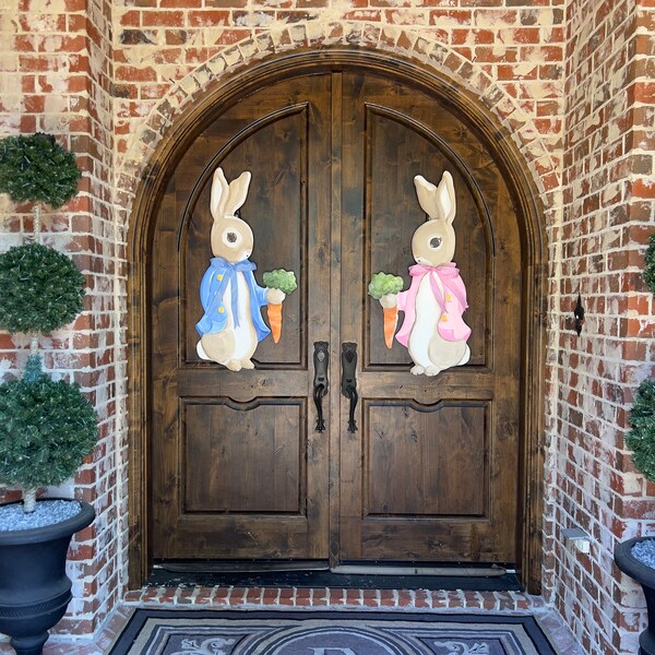 Large Rabbit Door Hanger Bunny Easter Spring Decor Inspired by Peter ...