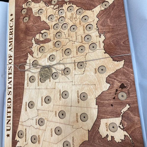 Wooden US 50 States Quarter Map, Quarter Coin Display, Coin Collection ...