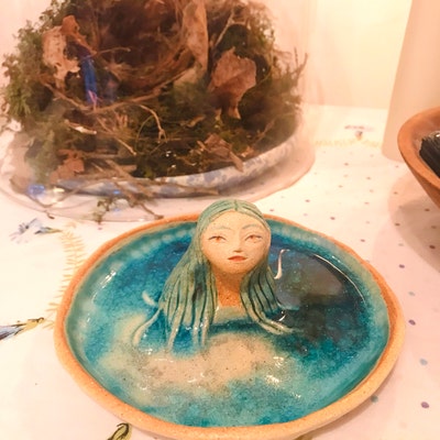 Full Moon With a Cute Face, Handmade Ceramics, Wall Decor, Lunar Accent ...