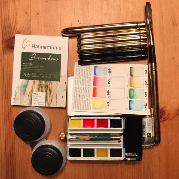24 QUARTER PAN Empty Watercolor Slim Metal Tin Travel Converted Mint ...