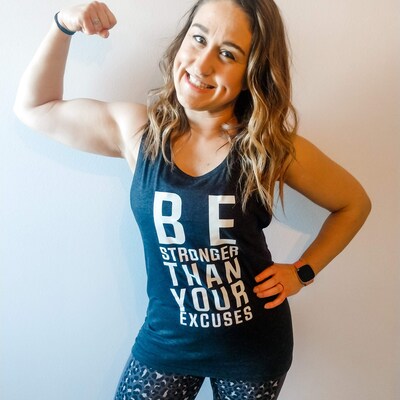 Stronger Than Your Excuses Muscle Tank Workout Tanks for Women Cute ...