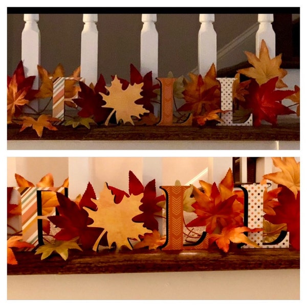 FALL Shelf Sitter Block Letters, Autumn Prints With Acorn or Fall Leaf ...