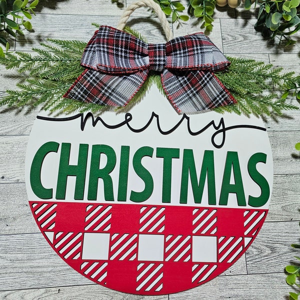 Merry Christmas Buffalo Check Plaid Sign, Digital Download, SVG Laser ...