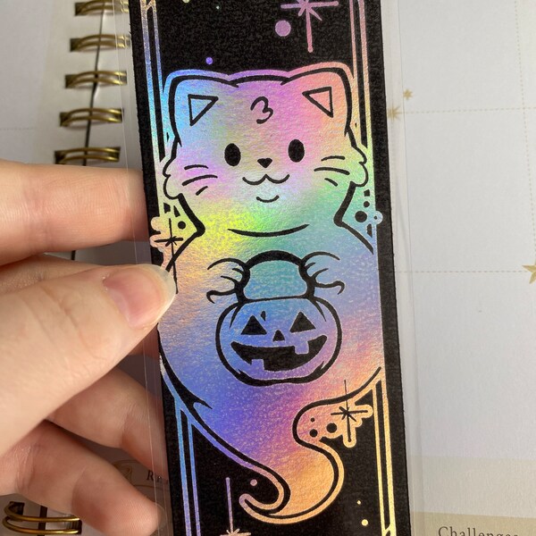 Ghost Cat Foil Art Bookmark - Etsy