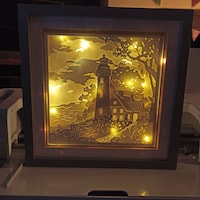 Lighthouse Lightbox Template: Paper Cut Shadow Box (SVG, PDF, PNG ...