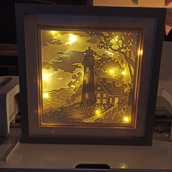 Lighthouse Lightbox Template: Paper Cut Shadow Box (SVG, PDF, PNG) - Etsy