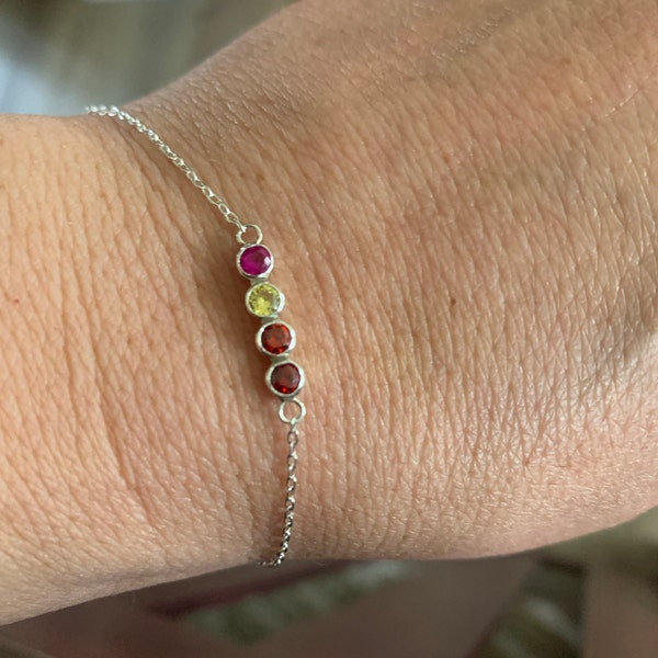 Custom Birthstone Bracelet • Multiple Birthstone Bracelet in Sterling ...
