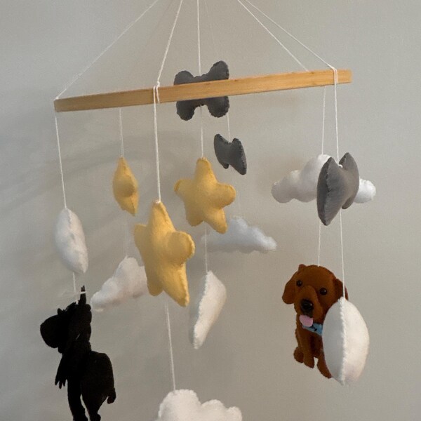 Custom Dog Baby Mobile, Personalized Baby Nursery, Puppy Baby Mobile ...