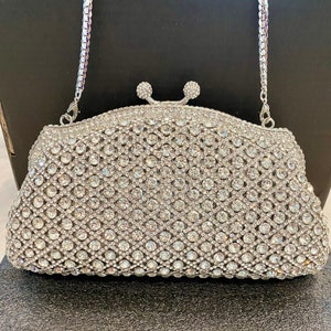Heart Silver Luxury Evening Crystal Rhinestone Bridal Clutch Evening ...