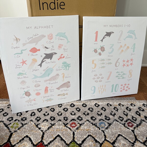 Animal Alphabet and Numbers Prints, Beach Nursery Decor, PRINTABLE Wall ...
