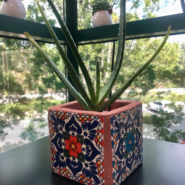 4x4 Mexican Hand Made Talavera Cube Pots - Cancun - Etsy