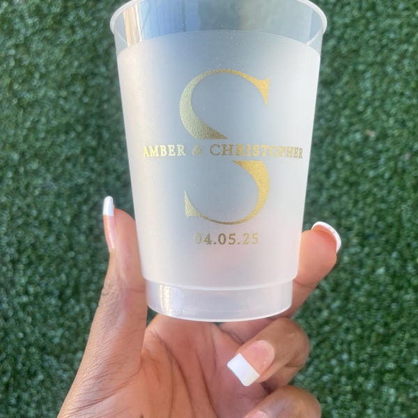 Custom Wedding Cups, Reception Bar Frosted Cups, Personalized ...