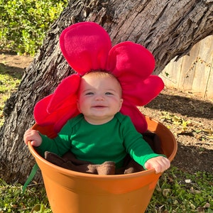 Pink Flower Costume With Green Bodysuit, Green Long Sleeve Tee Big Kids ...