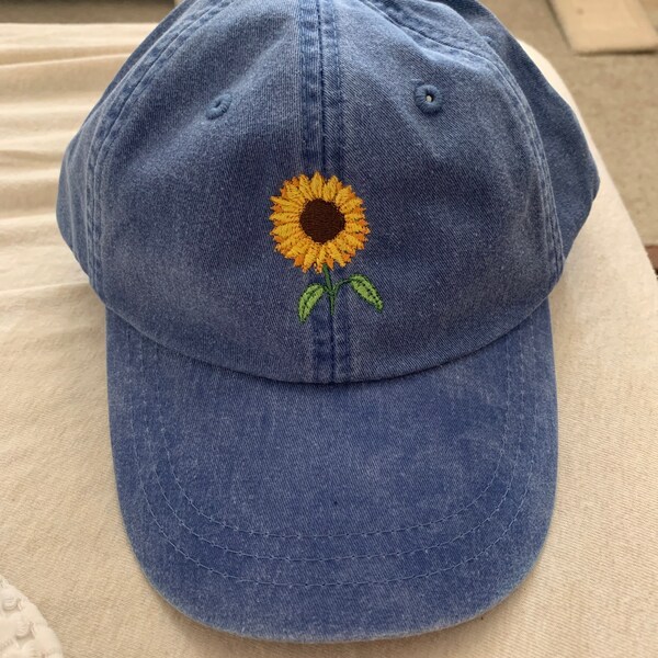 SUNFLOWER Hat - One Embroidered Women Men Fall Garden Baseball Cap - 24 ...