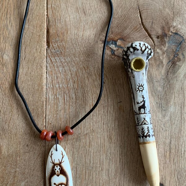 Ancient Shaman Amulet, Bone Pyrography, Nordic Stone Bronze Age Art ...