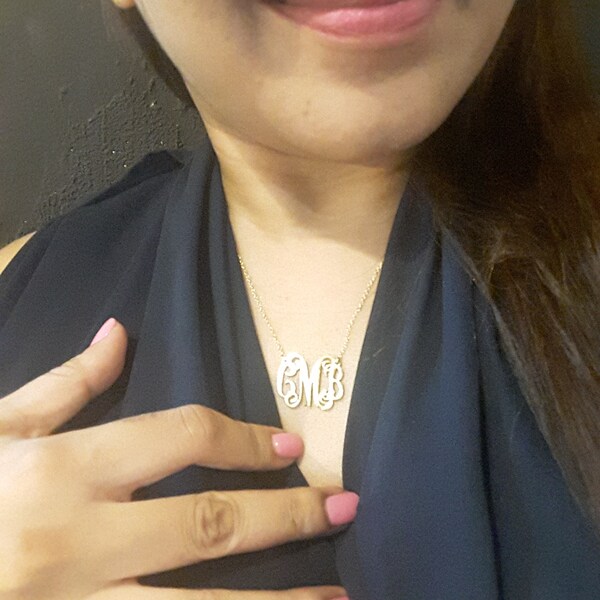 Gold Monogram Necklace,gold Monogrammed Initial Necklace,celebrity ...