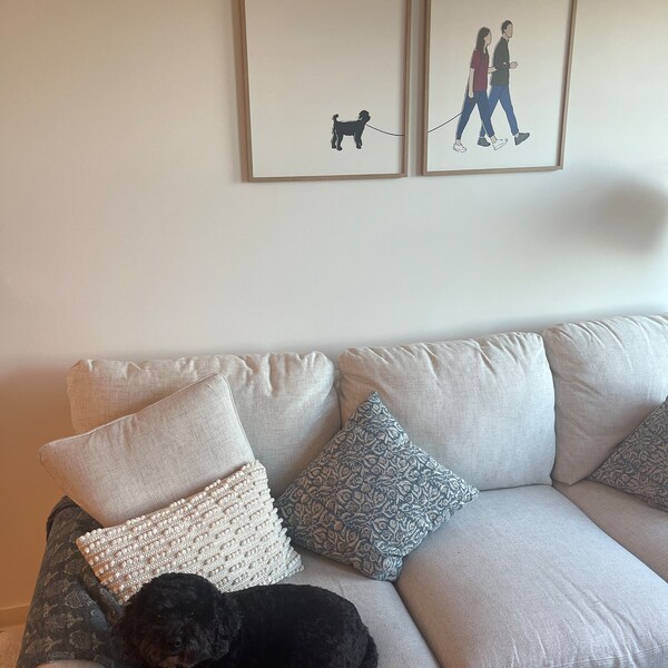 Personalised Digital Print, Owner and Dog, Custom Wall Art, Minimalist ...