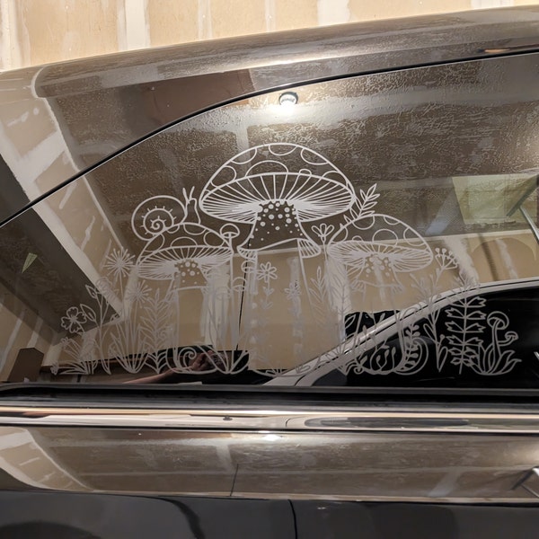 Mushroom Garden Car Decal, Car Window Decal, Vinyl Decal Sticker, Rear ...