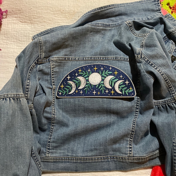 Moon Phases Large Back Patch - Iron on Embroidered Patches for Jackets ...