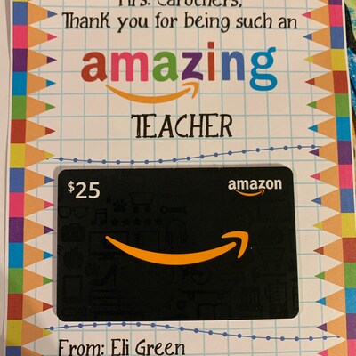 EDITABLE Amazon Gift Card Holder Teacher Gift Printable Template, 5x7 ...