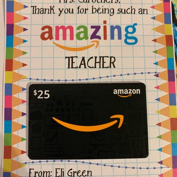 EDITABLE Amazon Gift Card Holder Teacher Gift Printable Template, 5x7 ...