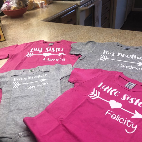 Matching Sibling Shirts Personalized, Custom Set of 4 Brother and ...