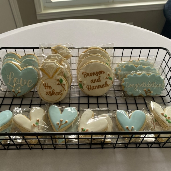 Spring Proposal/engagement Party Themed Decorated Cookies, He Asked ...