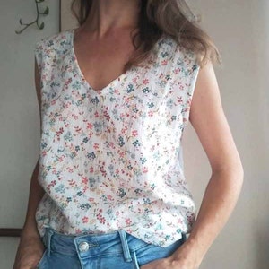 Linen Tank Top Printable PDF, Linen Basic Blouse, Easy to Sew, Womens ...