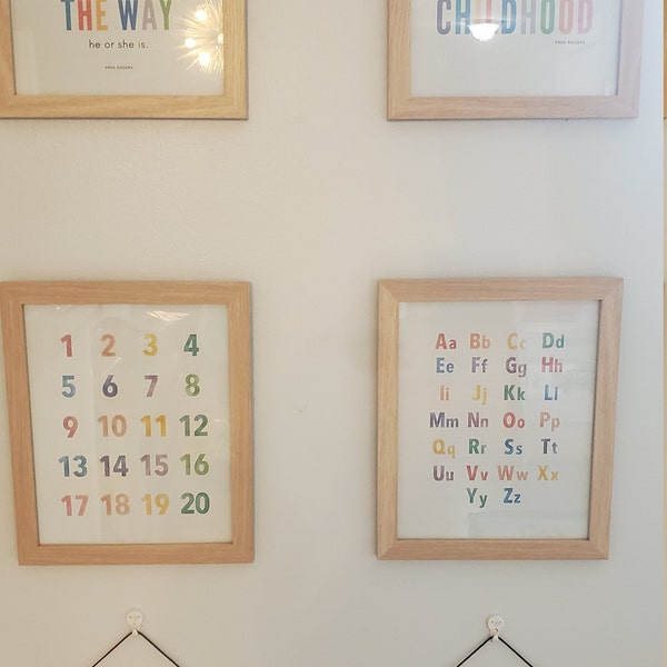 Educational Poster Set of 6, Alphabet Poster, Rainbow Nursery Decor ...