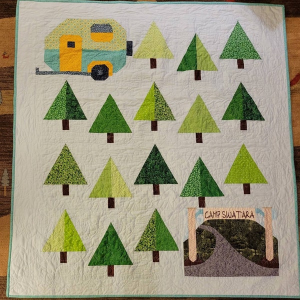 Camping Edge to Edge Quilting Design: Continuous Line Embroidery ...