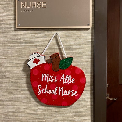 Personalized Apple NURSE SIGN Wall Art Door Hanger Plaque Wood Crafts ...